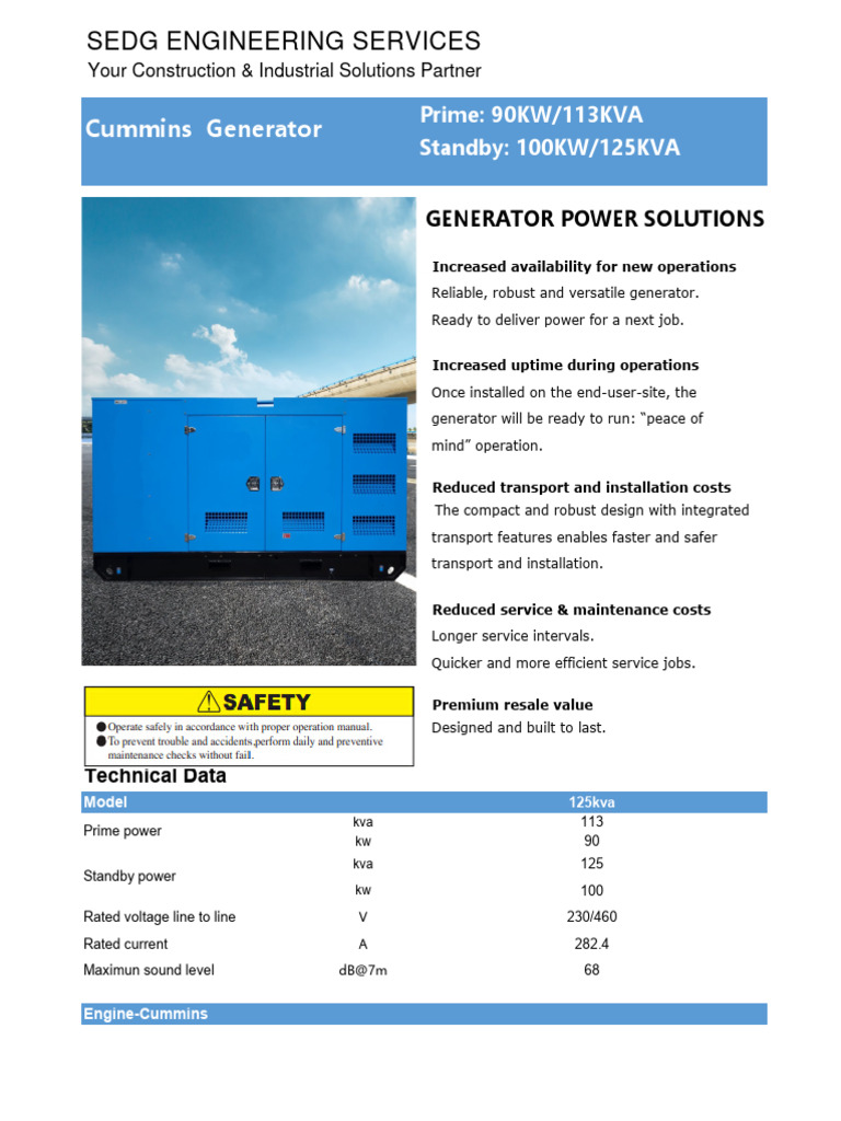 125kva Cummins HF 3P 230V | PDF | Engines | Manufactured Goods