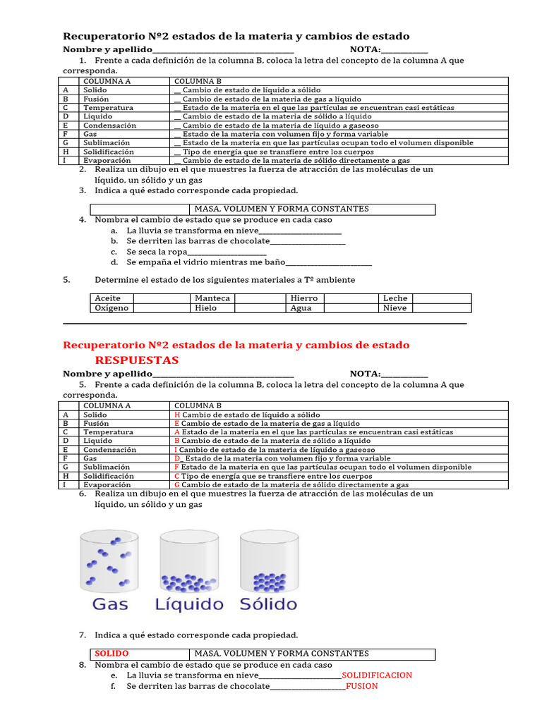 Estados de la Materia y Cambios de Estado | PDF | Gases | Líquidos