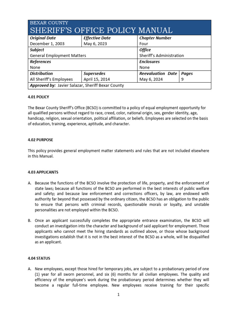 SAPD, BCSO Disciplinary Action Protocols | Download Free PDF | Sexual ...