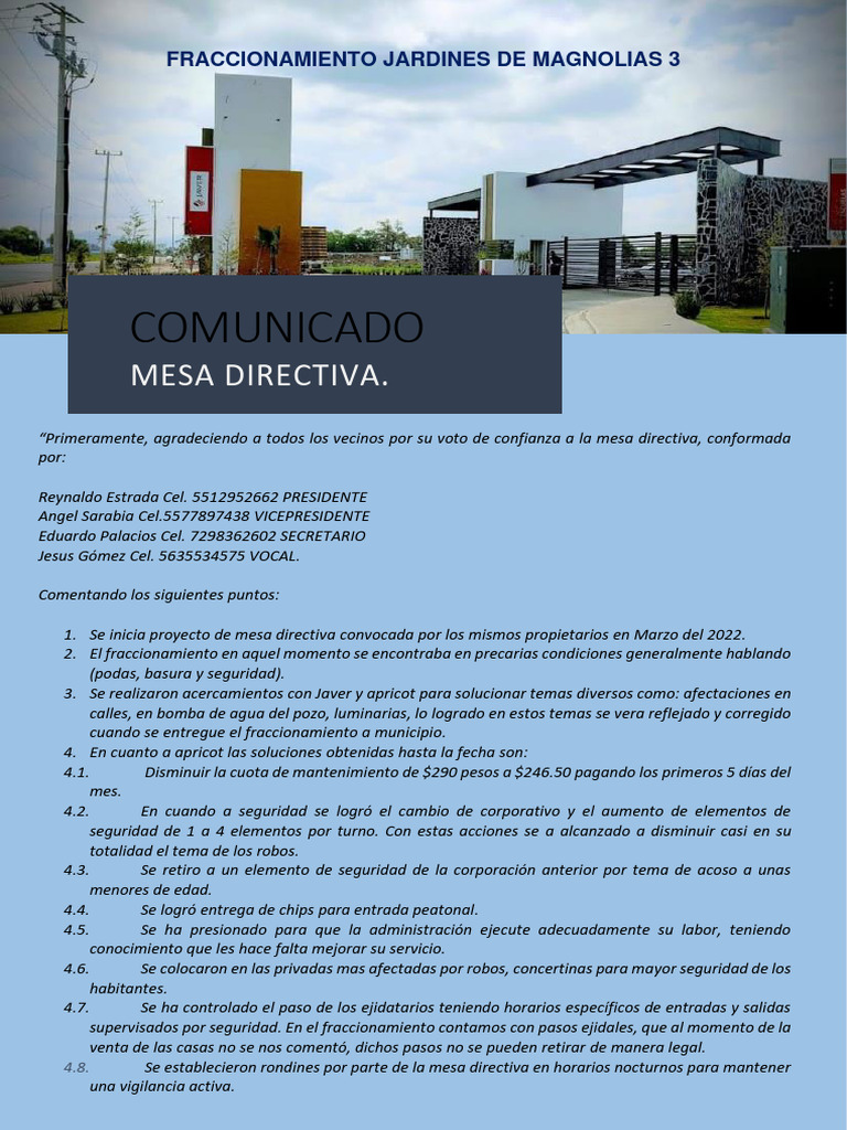 Informe Mesa Directiva | PDF