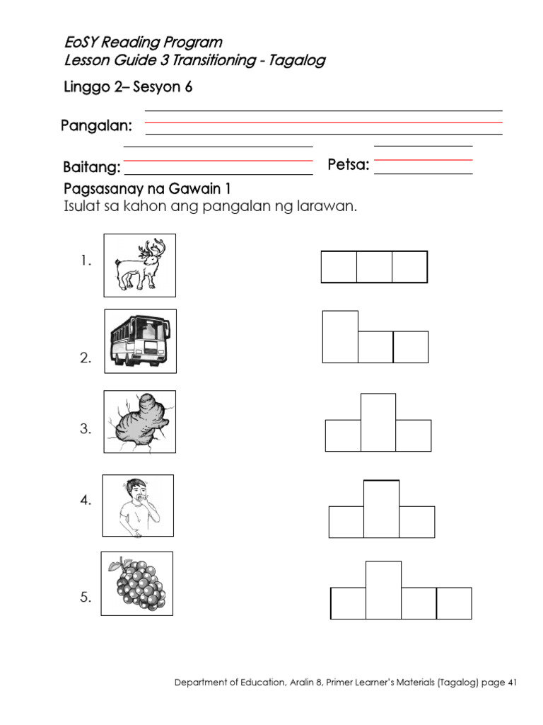 Tagalog TRANSITIONING Wk2S6 | PDF
