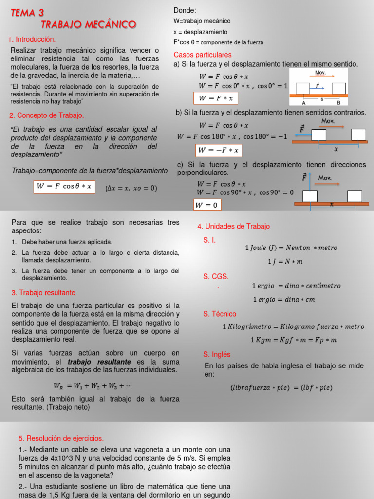 Conceptos Clave del Trabajo Mecánico | PDF | Fuerza | Metrología