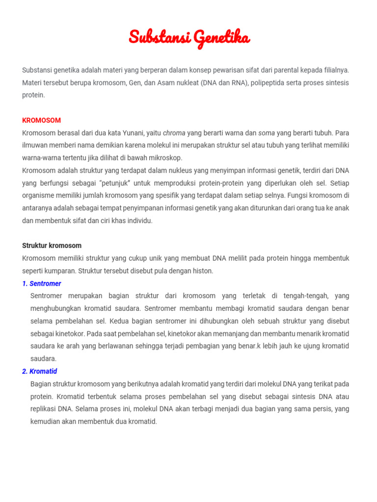 Materi 03. Substansi Genetika | PDF | Sains & Matematika