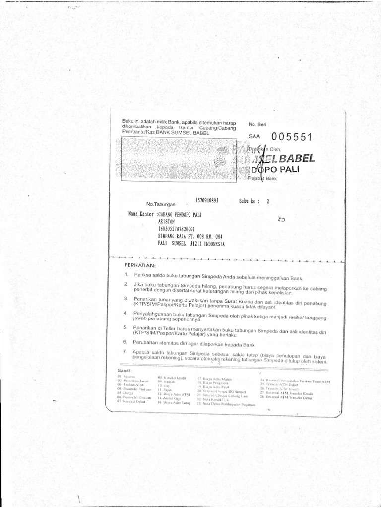 Dipindai - No Rek FC | PDF