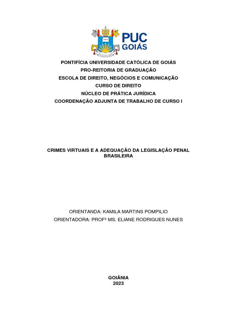 TCC Goiás | PDF | Difamação | Crimes cibernéticos