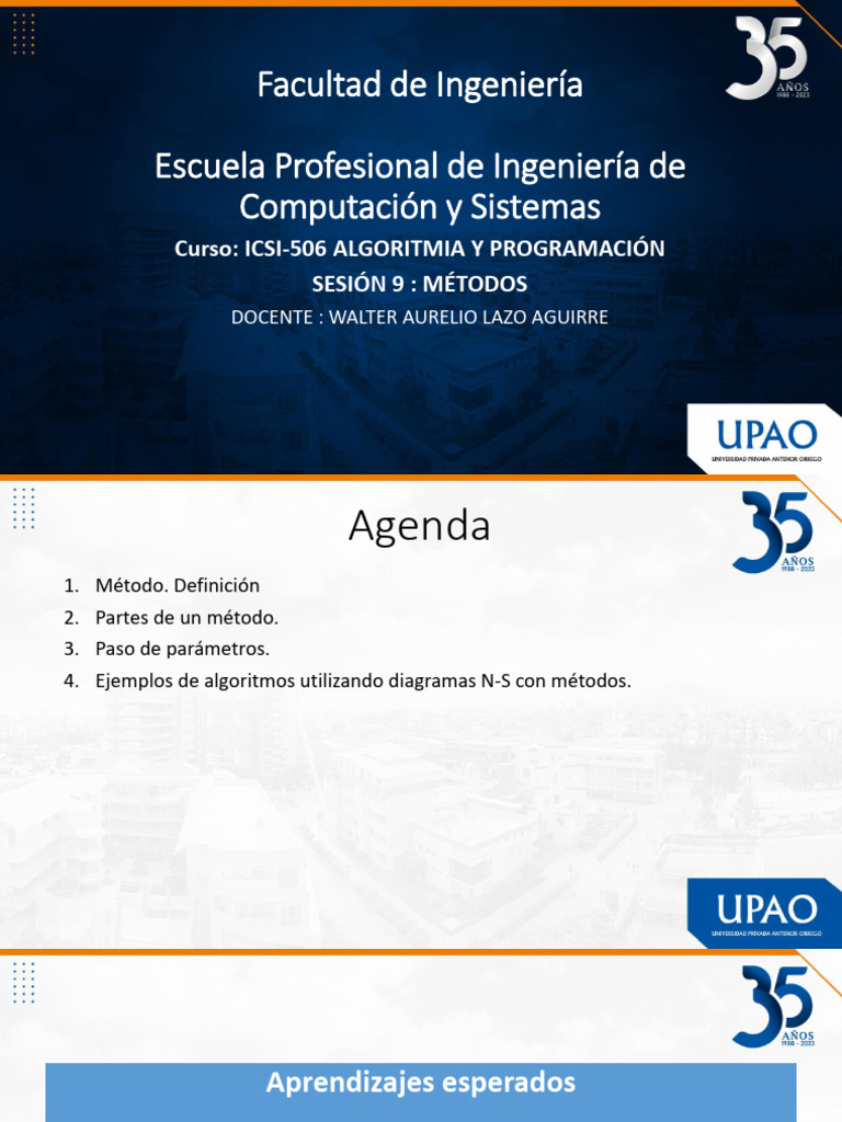 PPT-ICSI-ALGOYPROG-Clase N°-9-METODOS - 35-RV | PDF | Algoritmos | Java (lenguaje de programación)