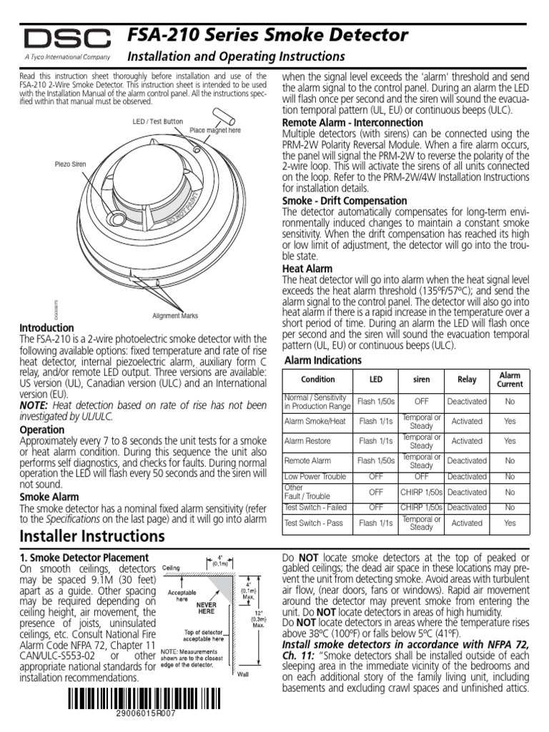 fs210b Smoke Detector Manual Prodimage4e01fef1cbc57 | PDF | License | Basement