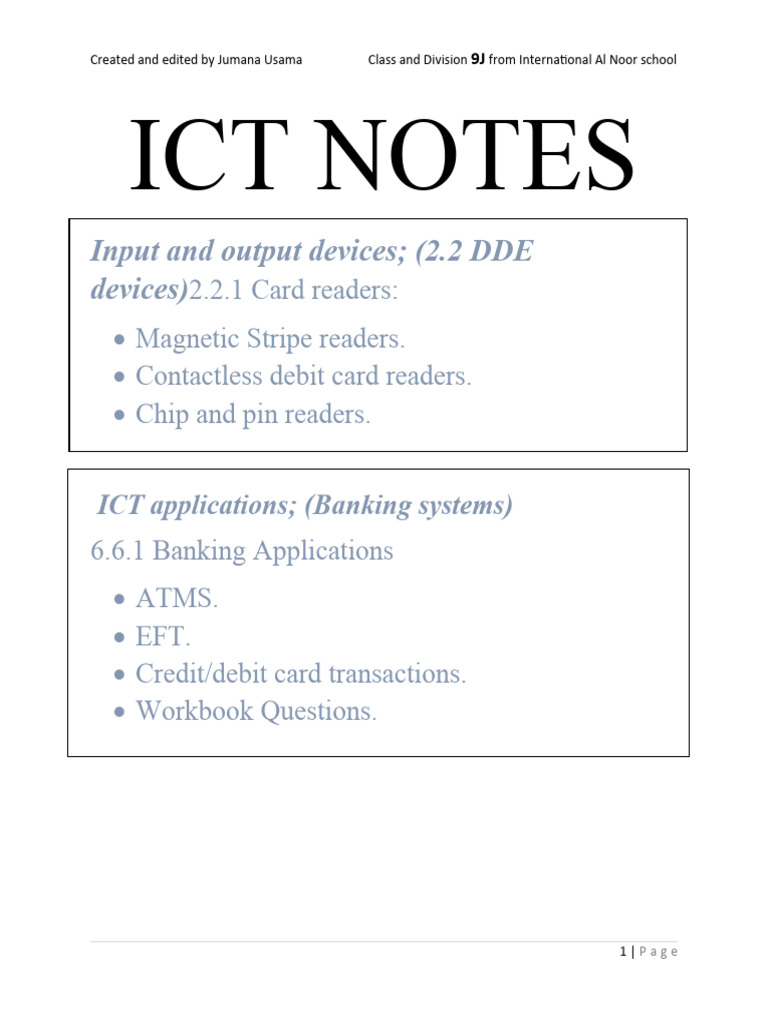Ict Notes | PDF | Debit Card | Emv