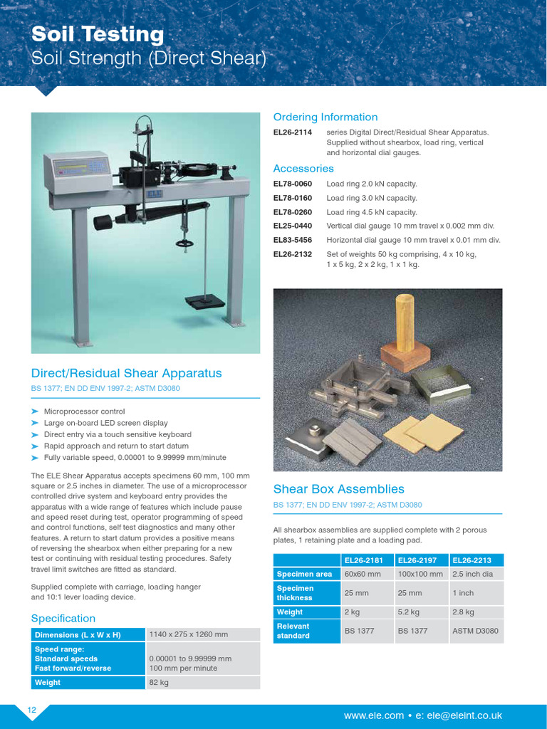 Digital Direct Shear Testing Apparatus | PDF | Equipment | Manufactured ...