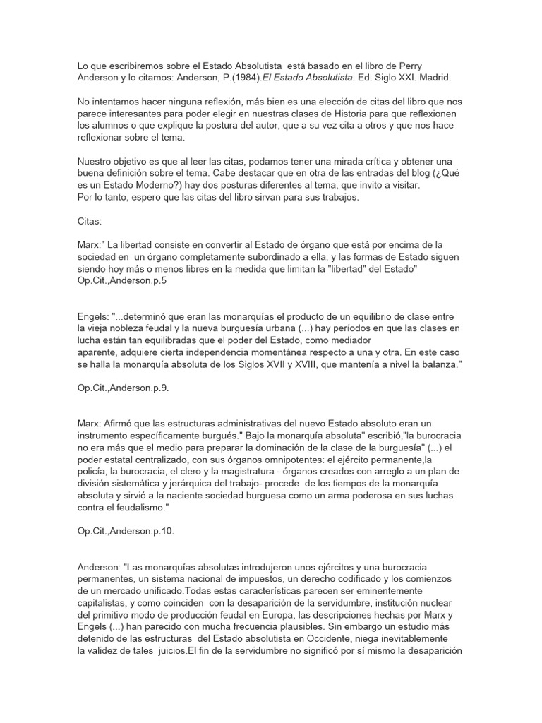 Perry Anderson | PDF | Feudalismo | Estado (política)