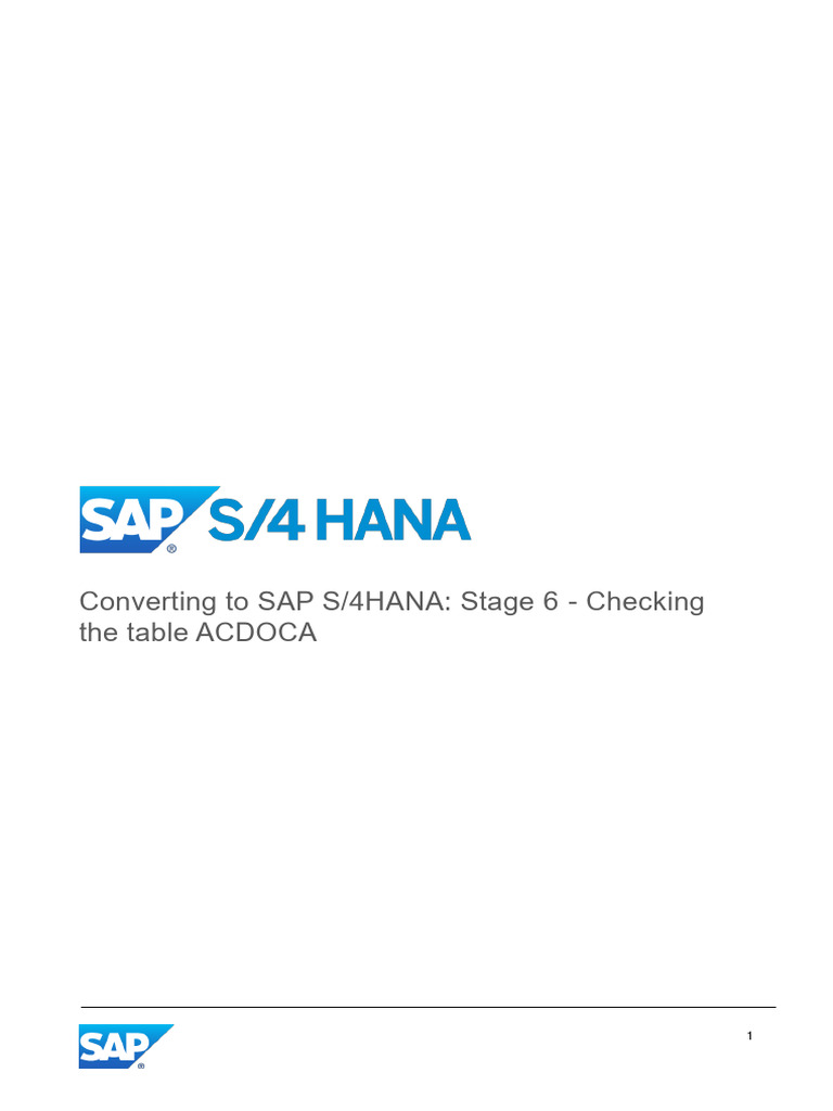 Converting To SAP S4HANA Stage 6 - Checking The Table ACDOCA | PDF ...