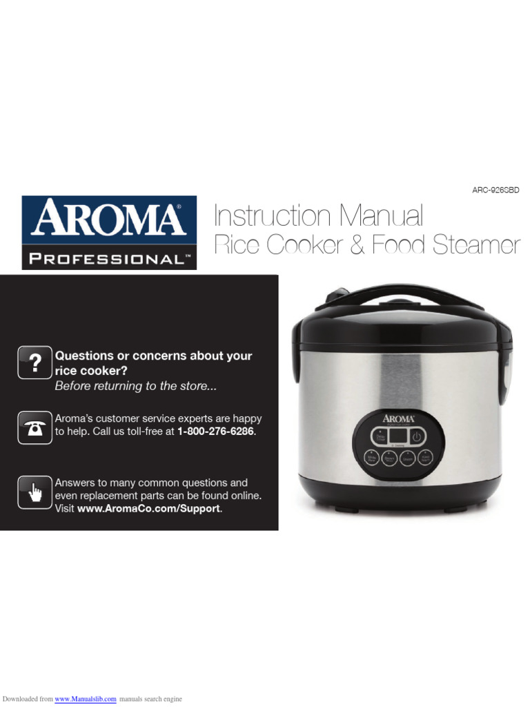 Rice Cooker Aroma 926D Arc926sbd | PDF | Rice | Ac Power Plugs And Sockets