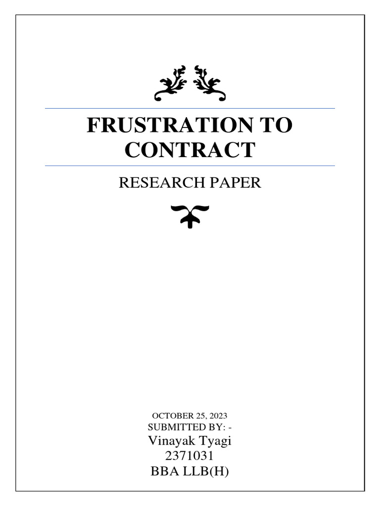 The Doctrine of Frustration Research Paper Final | PDF | Common Law ...