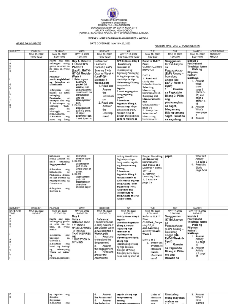 G7-Asymptote-Whlp-Q4-Week 4 | PDF | Philippines