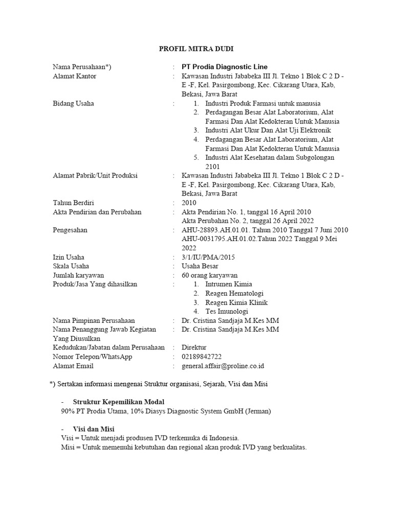 (MITRA DUDI) Formulir Profil Mitra | PDF