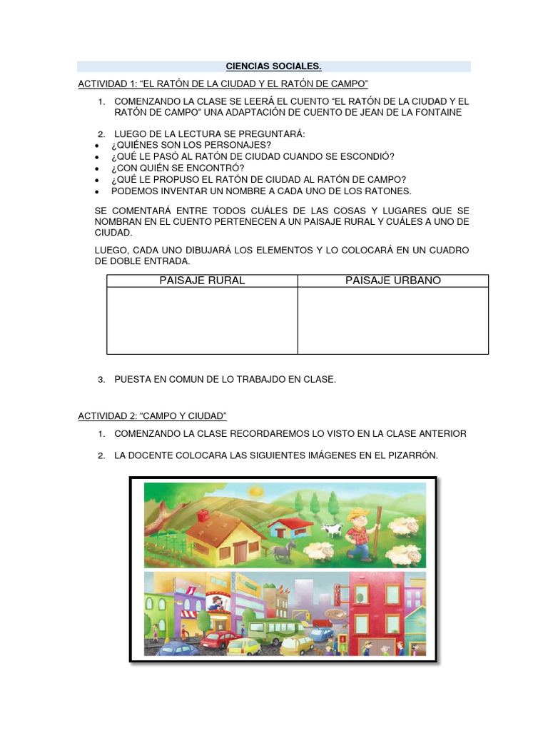 CIENCIAS SOCIALES Campo y Ciudad | PDF | Ciencias sociales