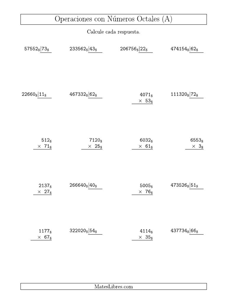 Mult y Div Octal | PDF