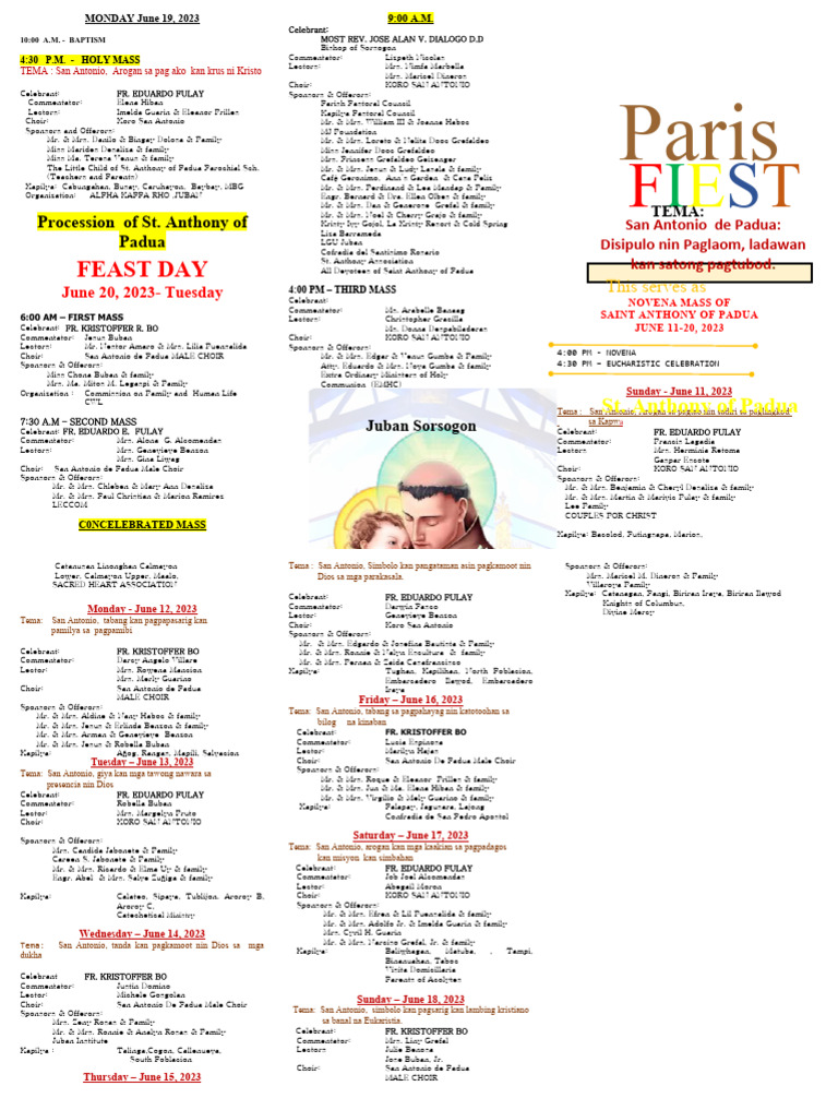 Fiesta Program 2023 | PDF | Christian Prayer | Christian Worship And ...