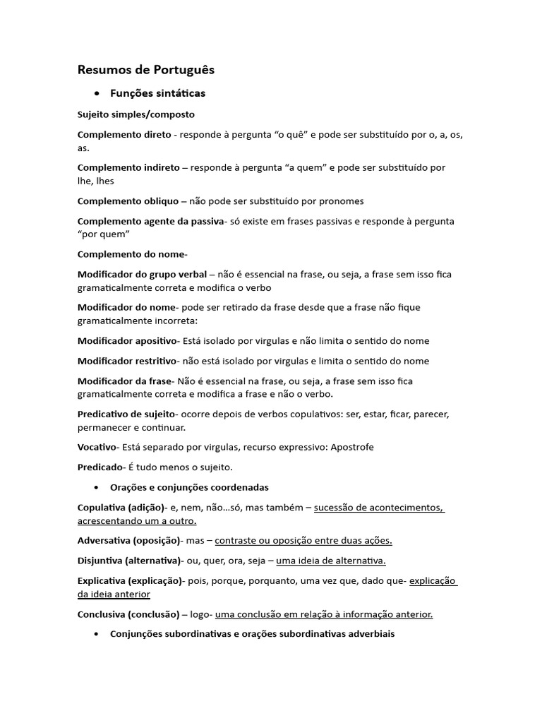 Resumos de Português - Gramatica | PDF | Linguística | Famílias linguísticas