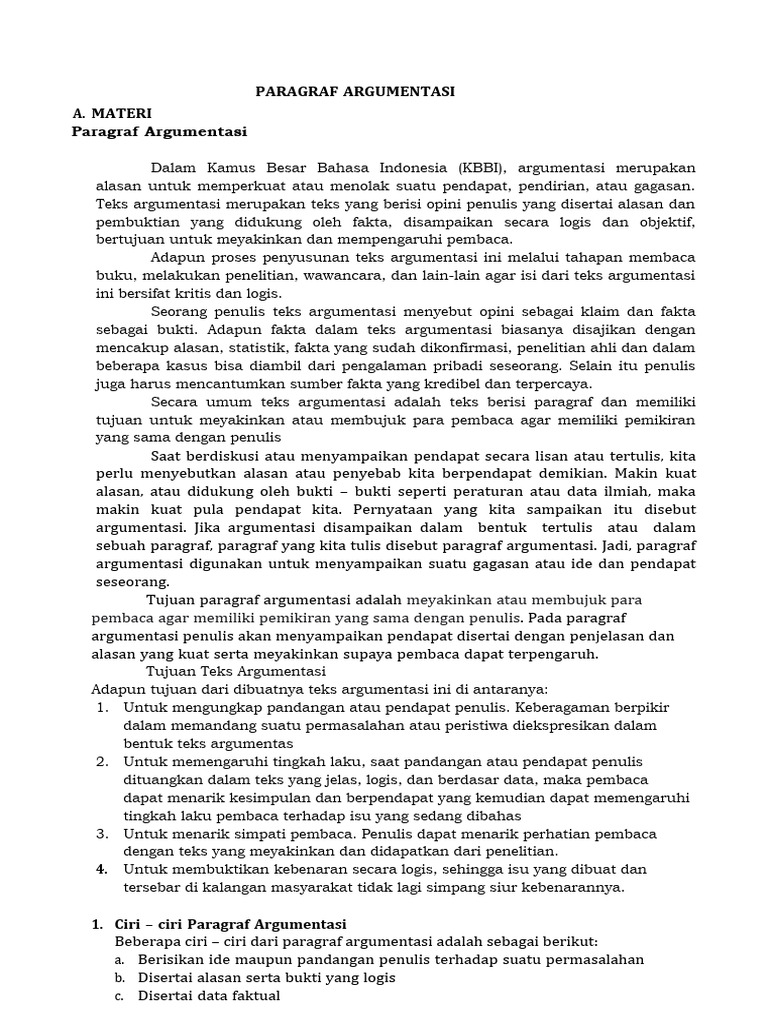 Materi Teks Argumentasi Kelas 11 | PDF