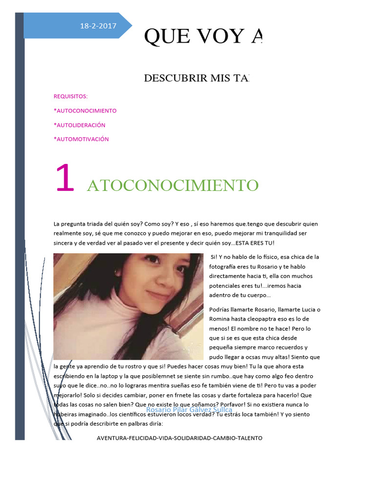 AUTOCONOCIMIENTO | PDF | Sicología | Conceptos psicologicos