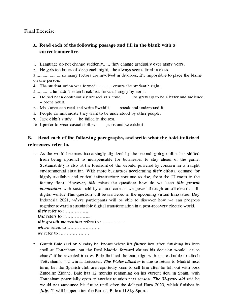 Final Exercise Basic Reading | PDF