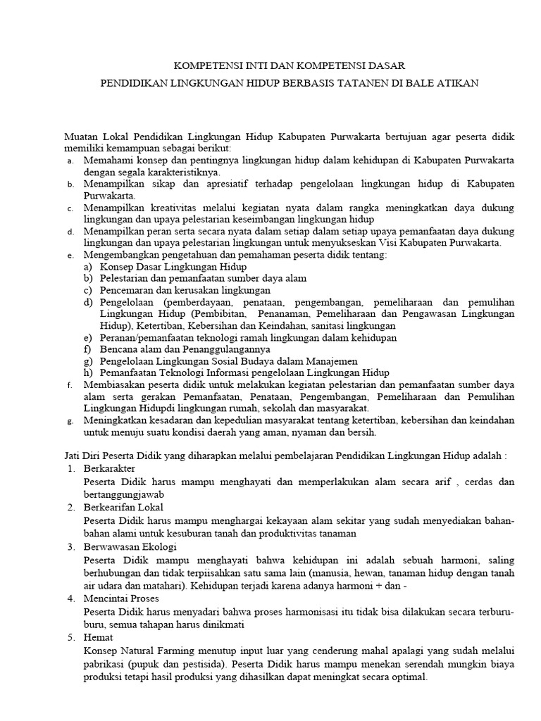 Ki KD PLH Berbasis Tdba Kab. Purwakarta | PDF | Sains & Matematika