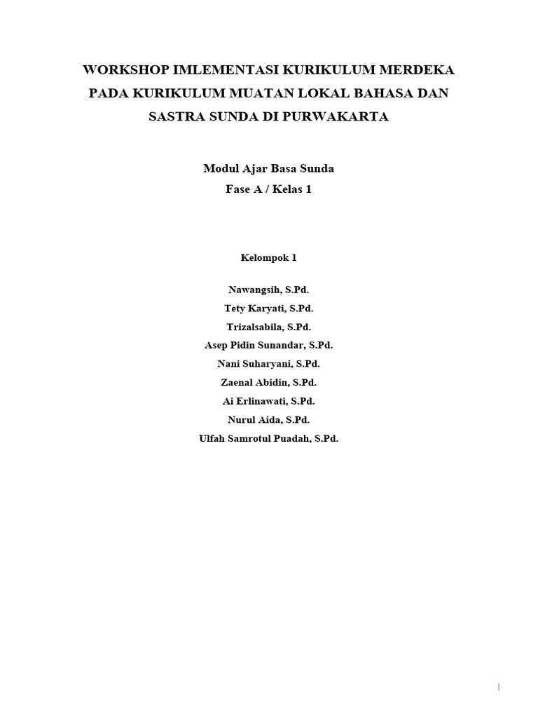 Modul Ajar B Sunda Fase A Kelas 1 Pdf