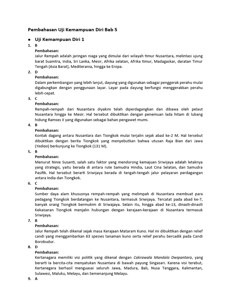 Pembahasan Uji Kemampuan Diri Bab 5 | PDF