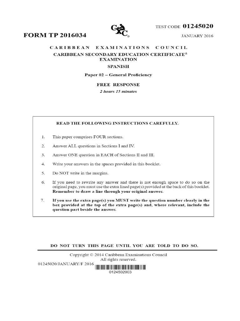 CSEC Spanish Past Papers 2005-2016 | PDF