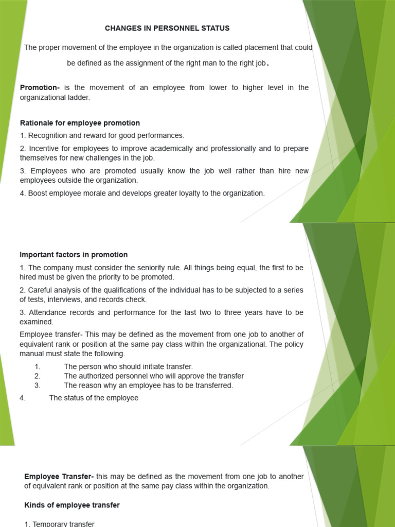 Changes in Personnel Status | PDF | Employment | Human Resources