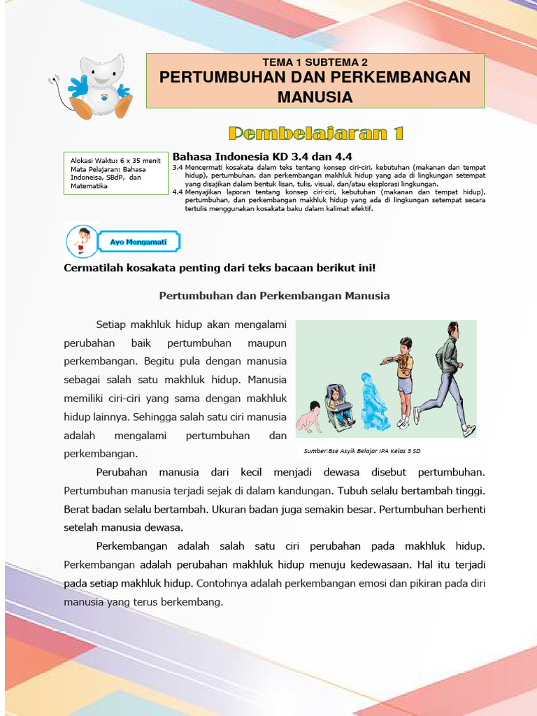 Bahan Ajar Kelas 3 Tema 1 SB 2 PB 1 | PDF