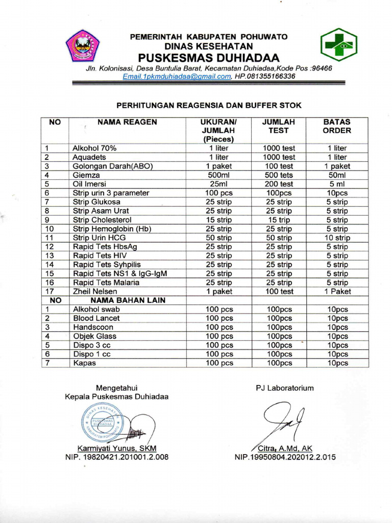 Perhitungan Reagensia Dan Buffer Stok | PDF