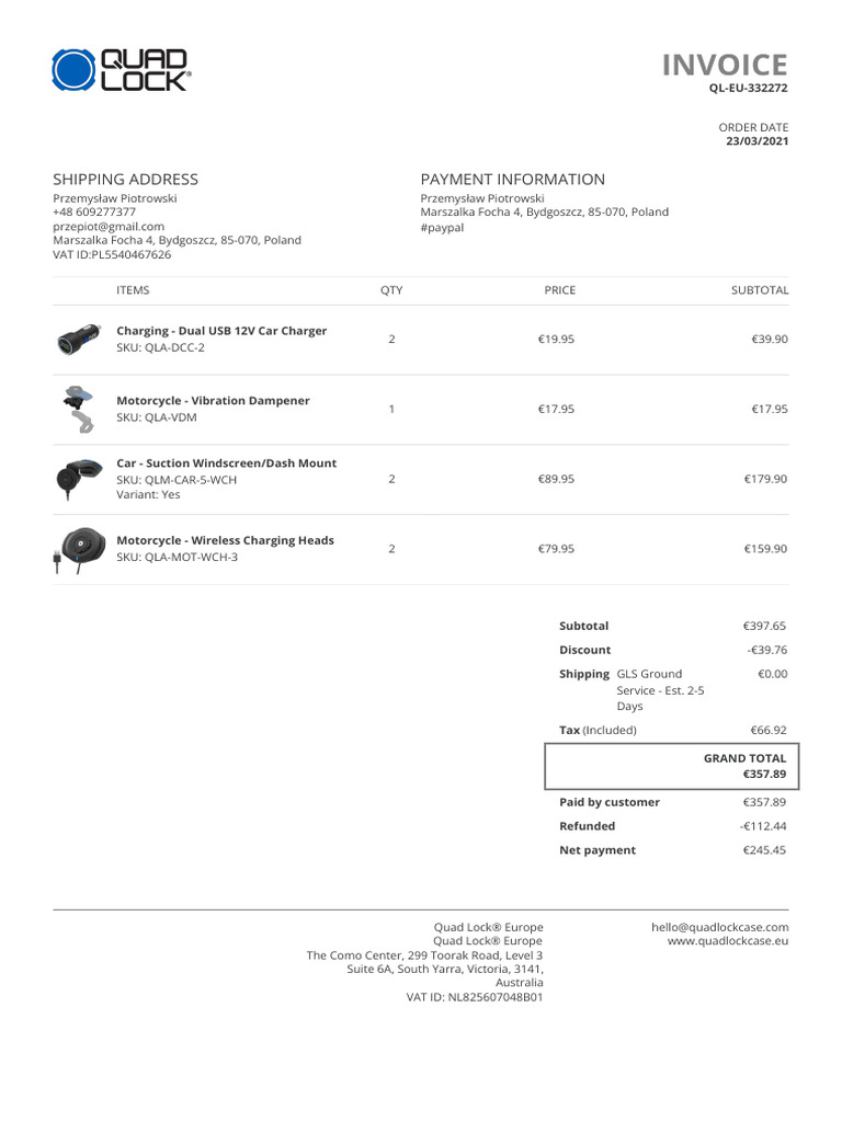 Invoice - QL EU 332272 | PDF | Payments | Taxes