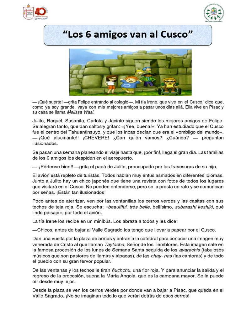 FICHA LOS 6 AMIGOS VAN AL CUSCO | PDF