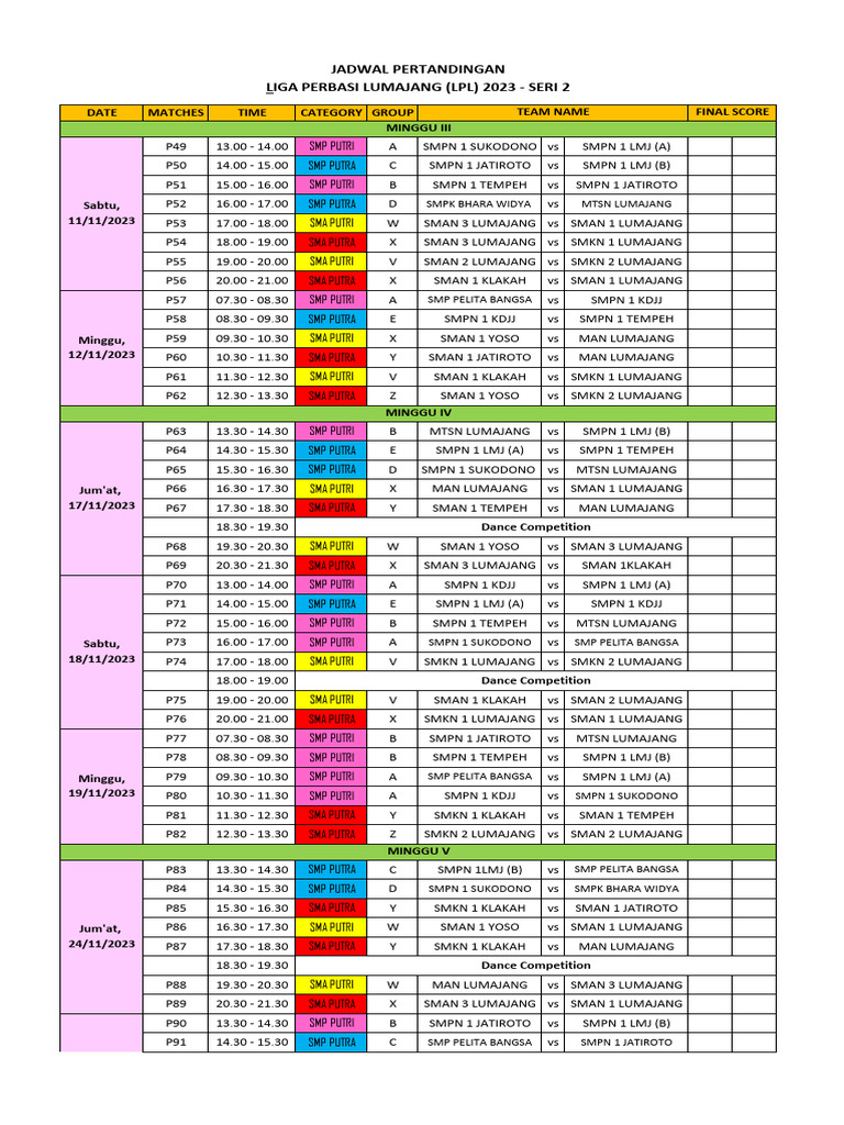 Jadwal LPL 2023 SERI 2 | PDF