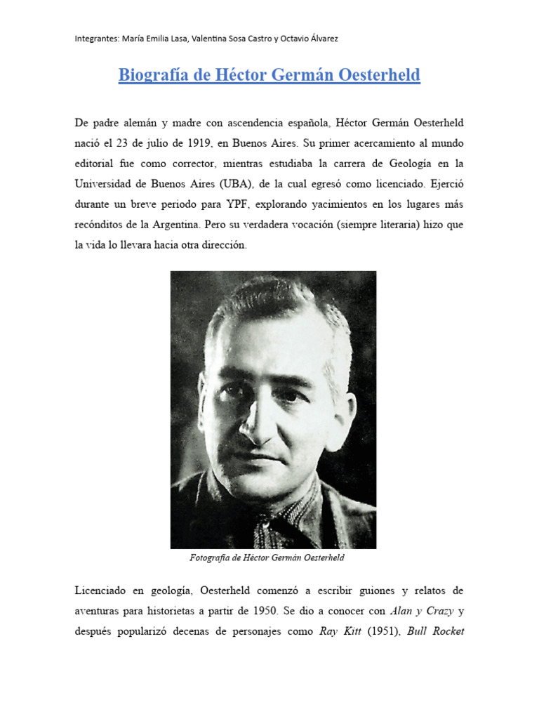 Biografía de Héctor Germán Oesterheld | PDF