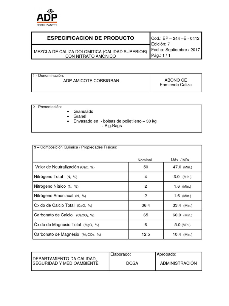 Abono CE: Mezcla de Caliza y Nitrato | PDF