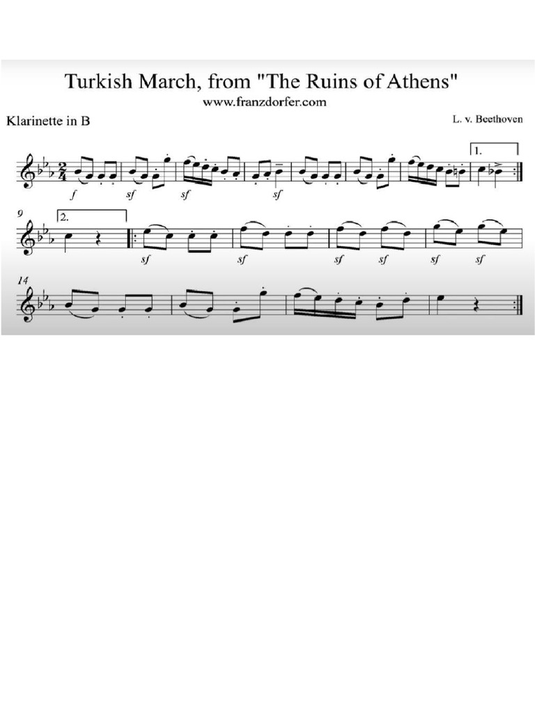 Clarinet Turkish March From The Ruins of Athen | PDF