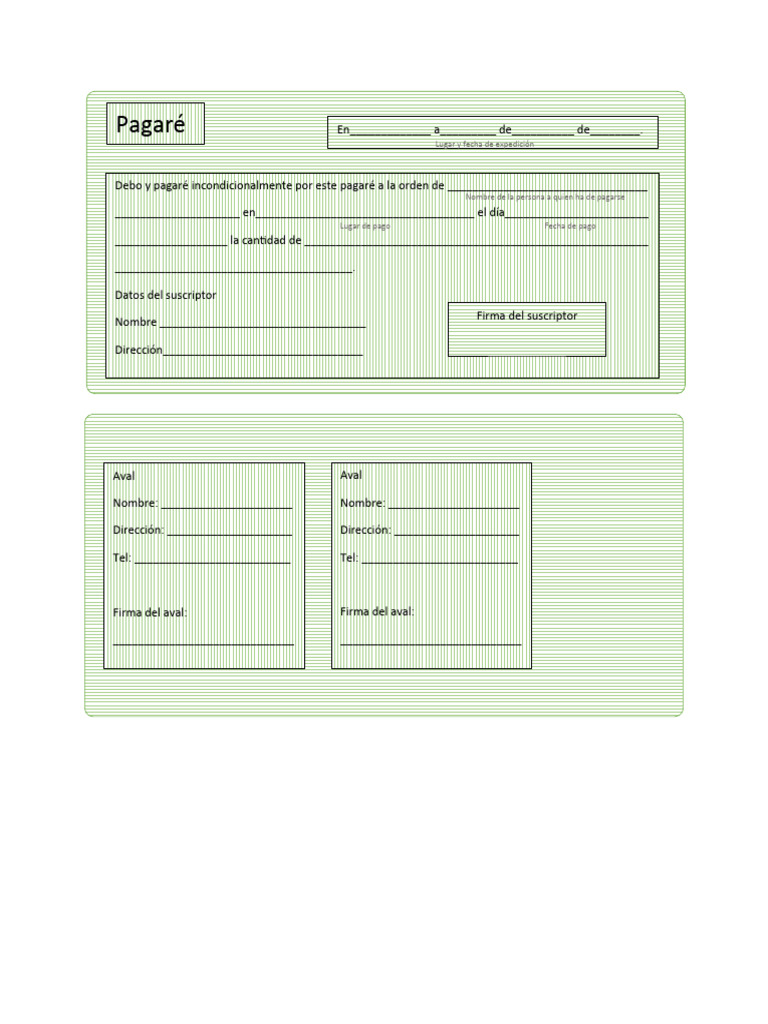 Formato de Pagaré con Avales | PDF | Derecho