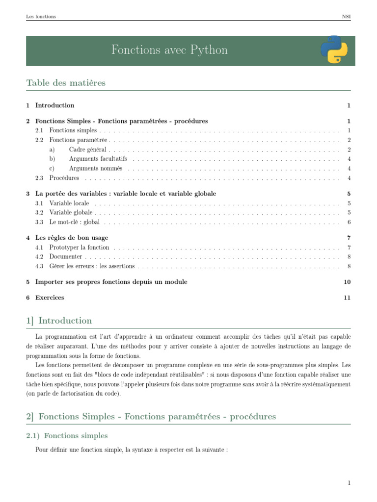 1NSI Fonctions | Download Free PDF | Python (Langage de programmation) | Programmation informatique