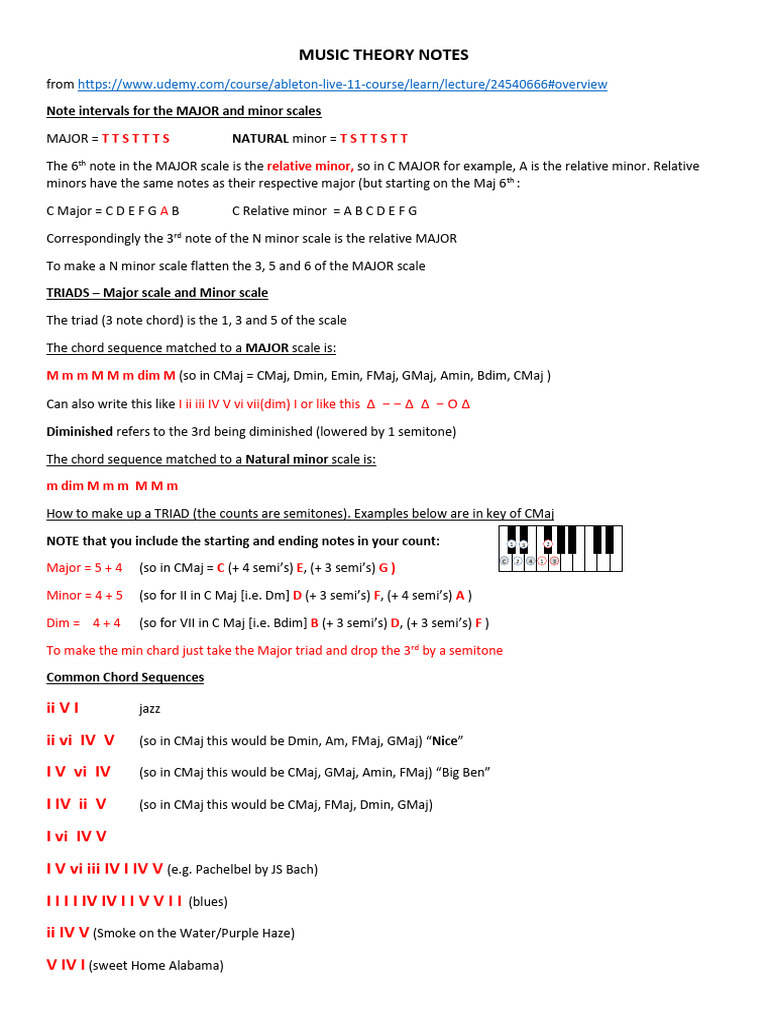 Music Theory Notes 2 | PDF | Chord (Music) | Minor Scale