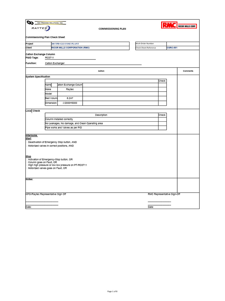 Commissioning Report - COLUMN | PDF | Valve | Tools