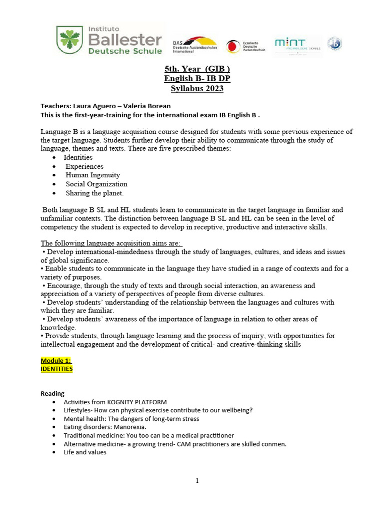 IB English B Syllabus Overview | PDF | Language Acquisition | Creativity