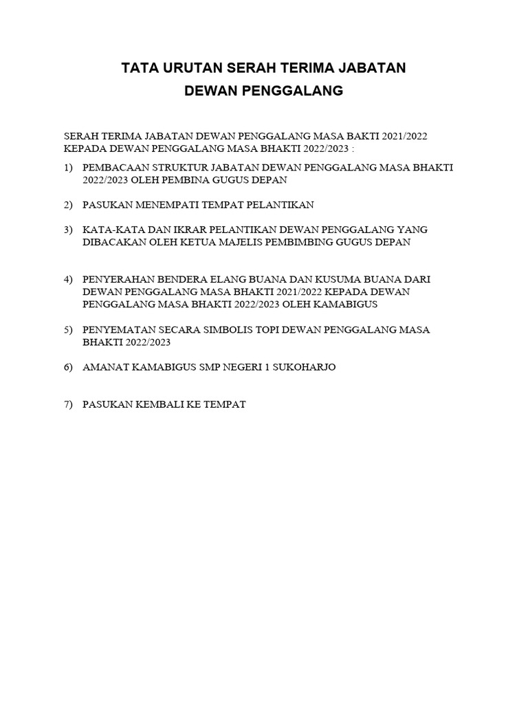 Tata Urutan Serah Terima Jabatan | PDF | Griya & Taman