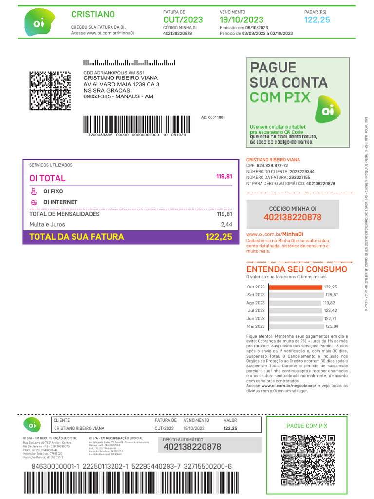 Fatura | PDF | Acesso à internet | Telecomunicações