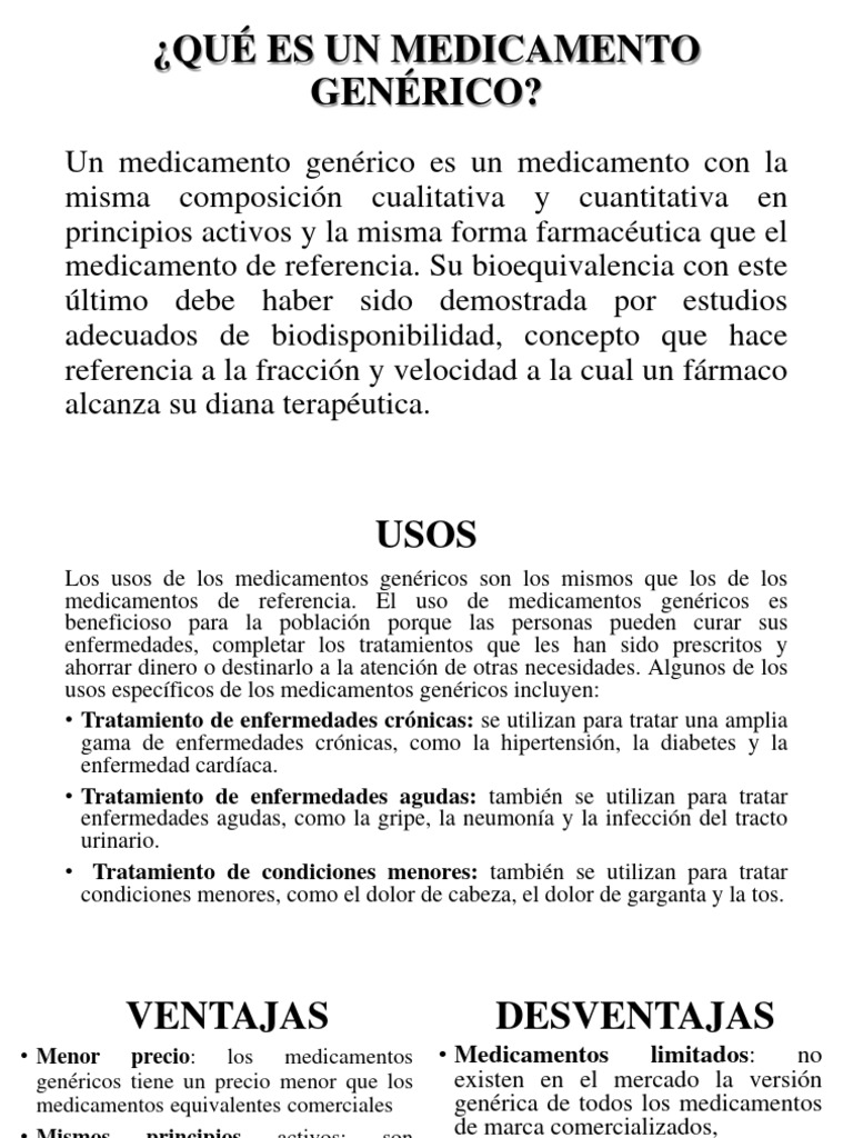 Qué Es Un Medicamento Genérico | PDF | Medicamentos con receta | Droga ...