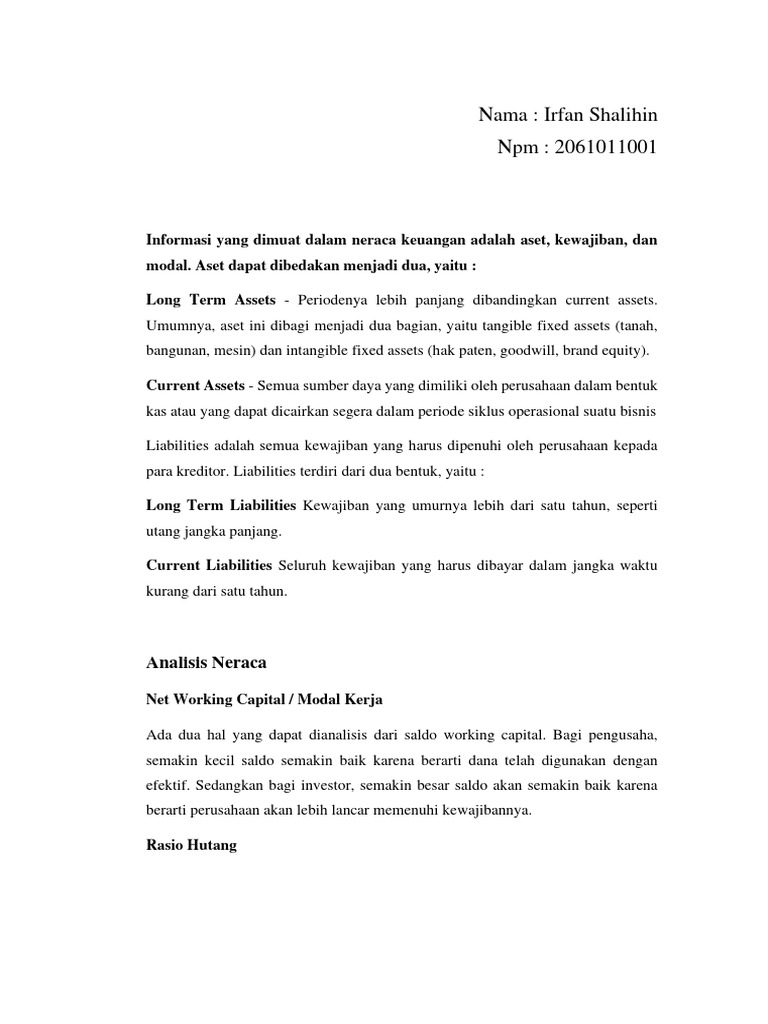 Irfan Shalihin - Tugas Mandiri 1 Resume Analisis Kinerja Perusahaan | PDF Irfan Shalihin - Tugas Mandiri 1 Resume Analisis Kinerja Perusahaan | PDF