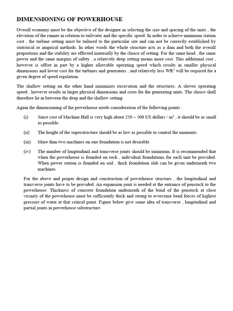 Dimensioning of Powerhouse | PDF
