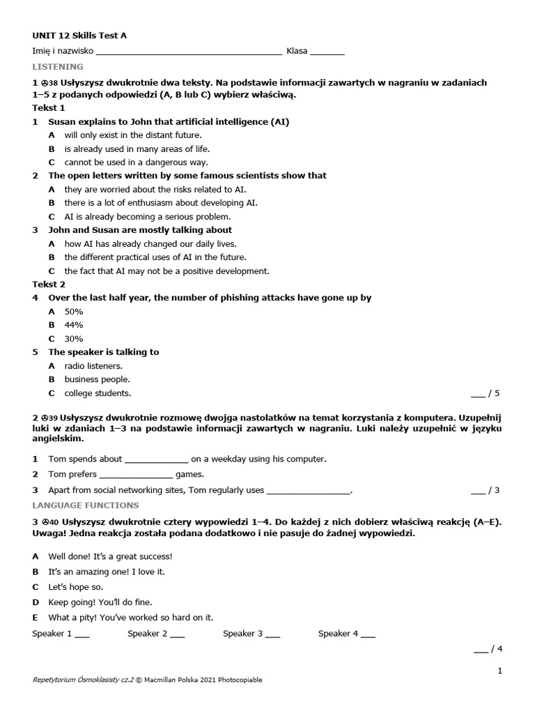 Unit 12 Skills Test A Pdf